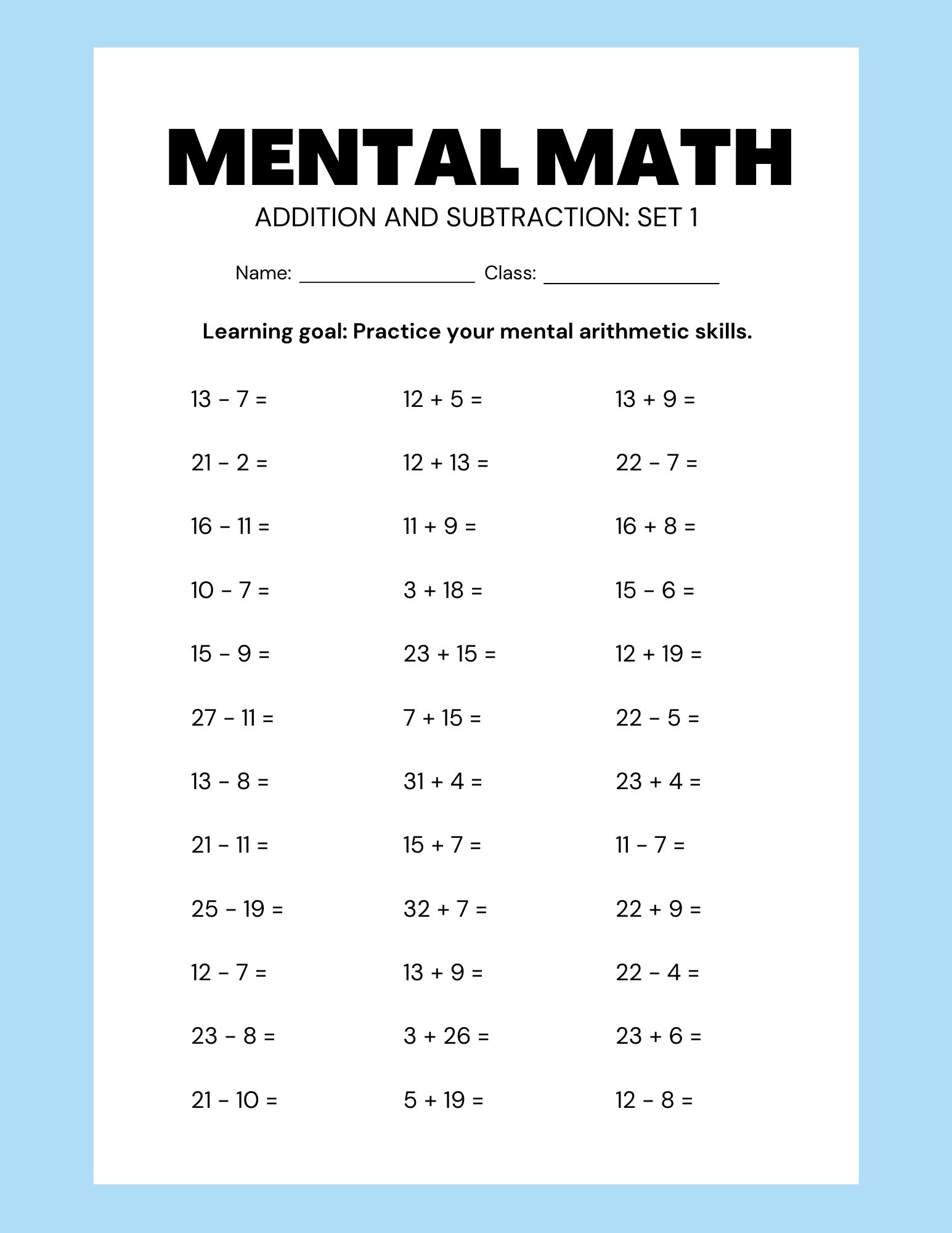 Math Worksheet for Kids! - curiousmindsplay